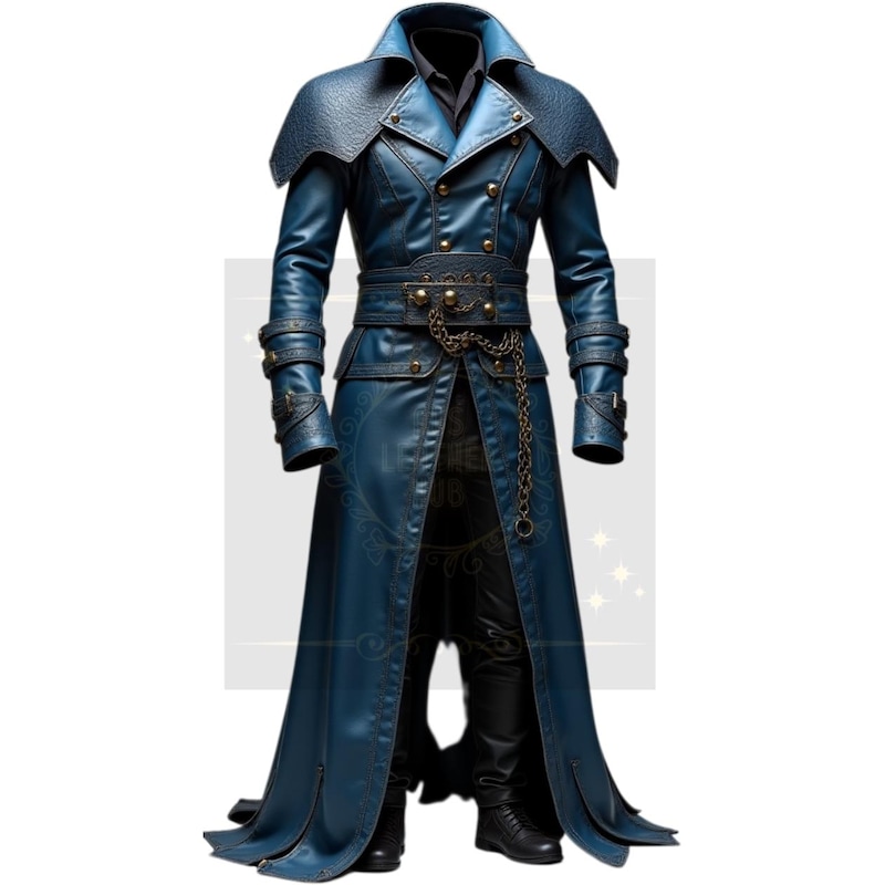 Blue Gothic Trench Coat - Etsy UK