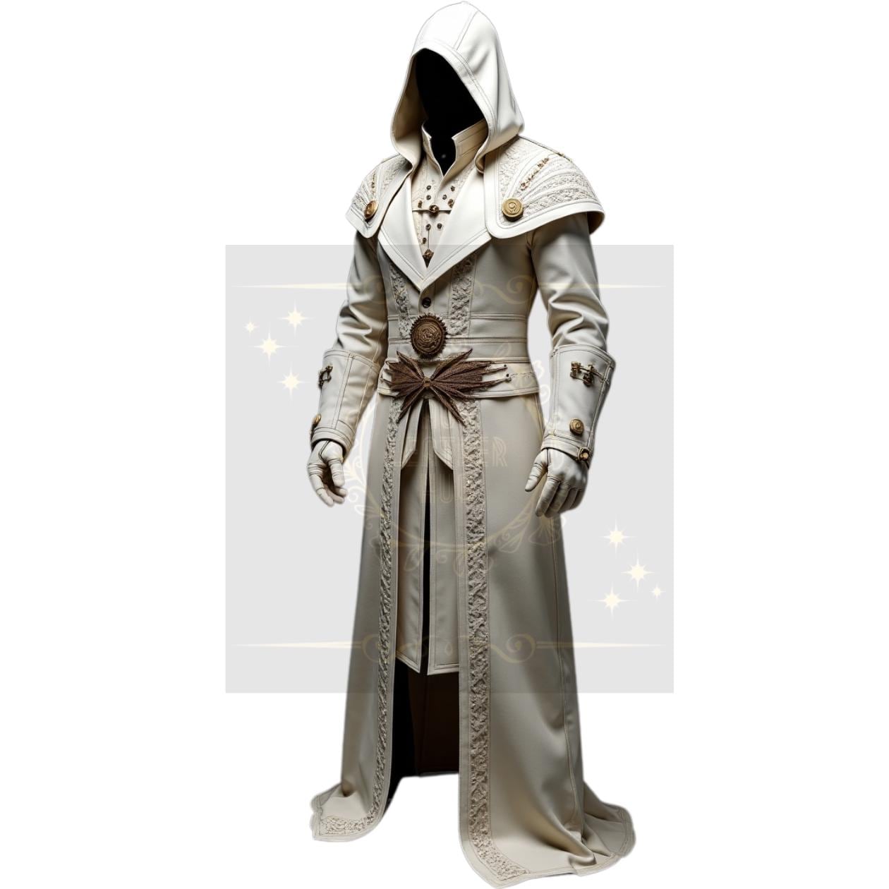Men's Handmade Cream Embroidered Hooded Cloak: Medieval Cosplay Cape - Etsy