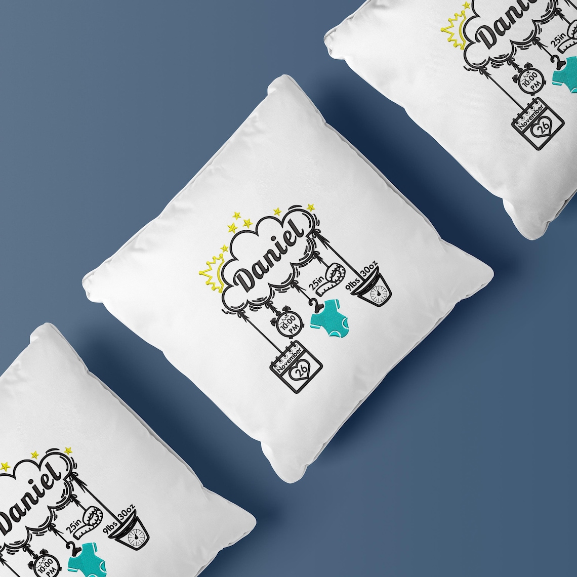 Baby Boy Birthday Stats Embroidery Design, Cubbies Embroidery, Birth ...