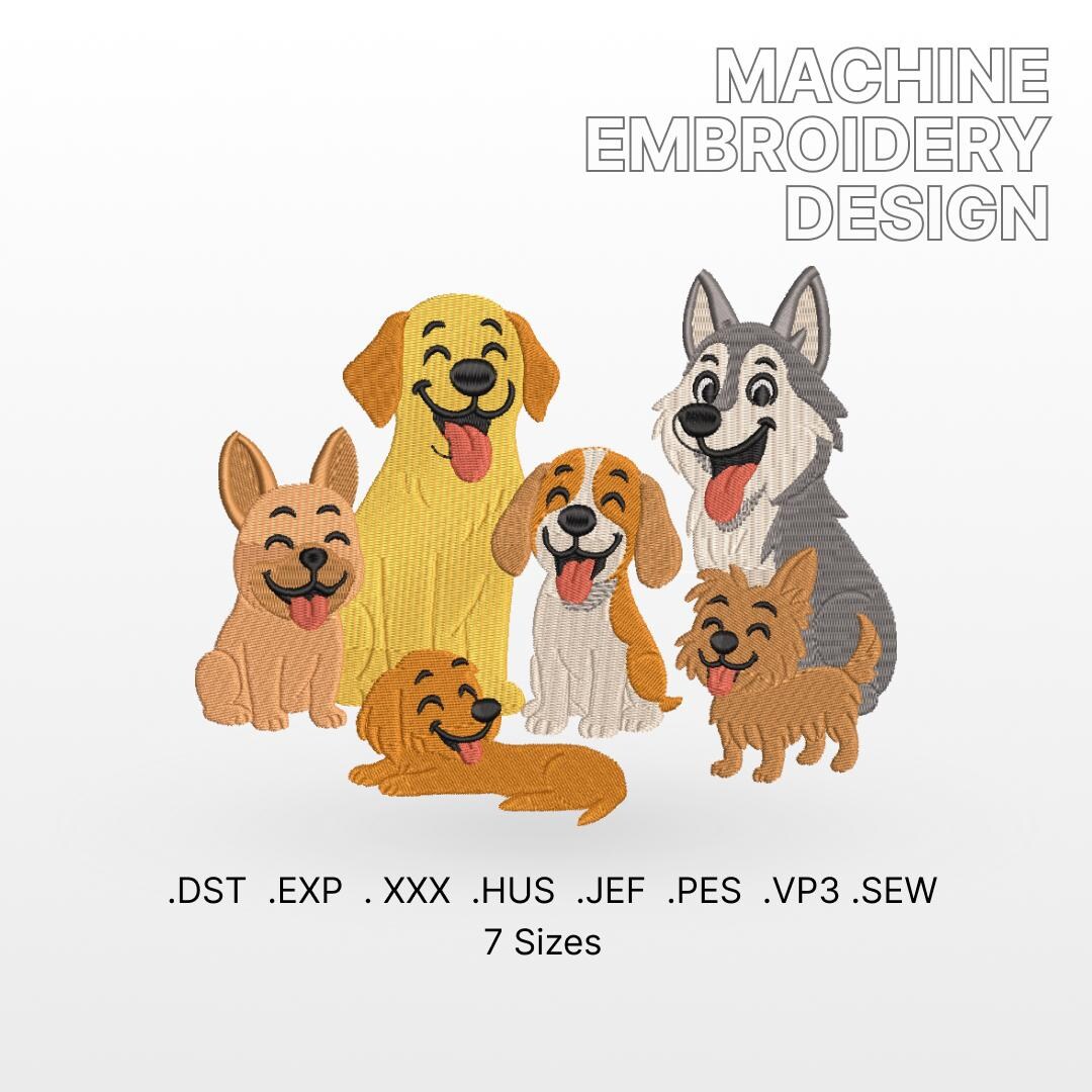 Dogs - Embroidery Design File, Puppy, Pet, Dog Lover, Pattern, Animals ...