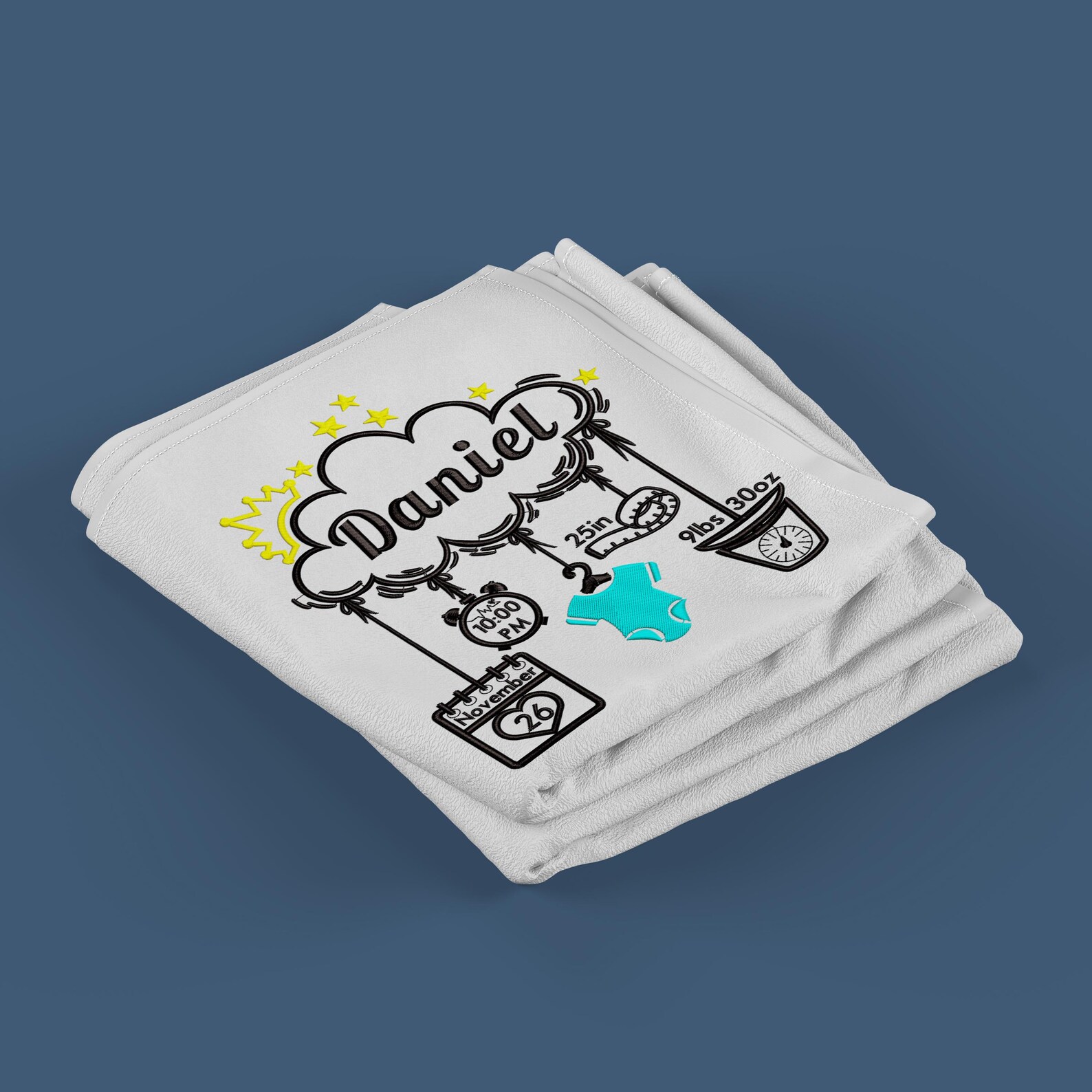 Baby Boy Birthday Stats Embroidery Design, Cubbies Embroidery, Birth ...