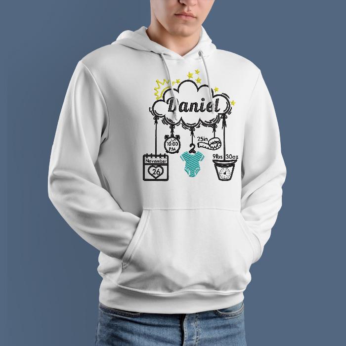 Baby Boy Birthday Stats Embroidery Design, Cubbies Embroidery, Birth ...