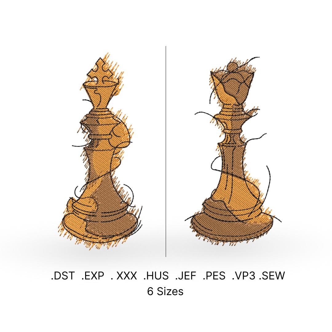 King and Queen Chess Embroidery Design: Couple Gift (digital File) - Etsy