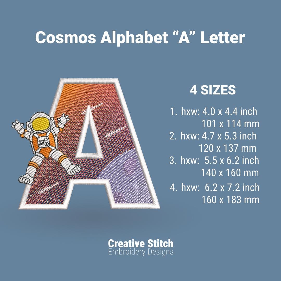 Letter A Astronaut Embroidery Design, Machine File, Alphabet, Uppercase ...