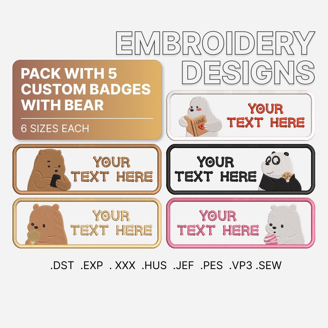 Bear Embroidery Design, Teddy, Panda, Badges (machine Embroidery) - Etsy