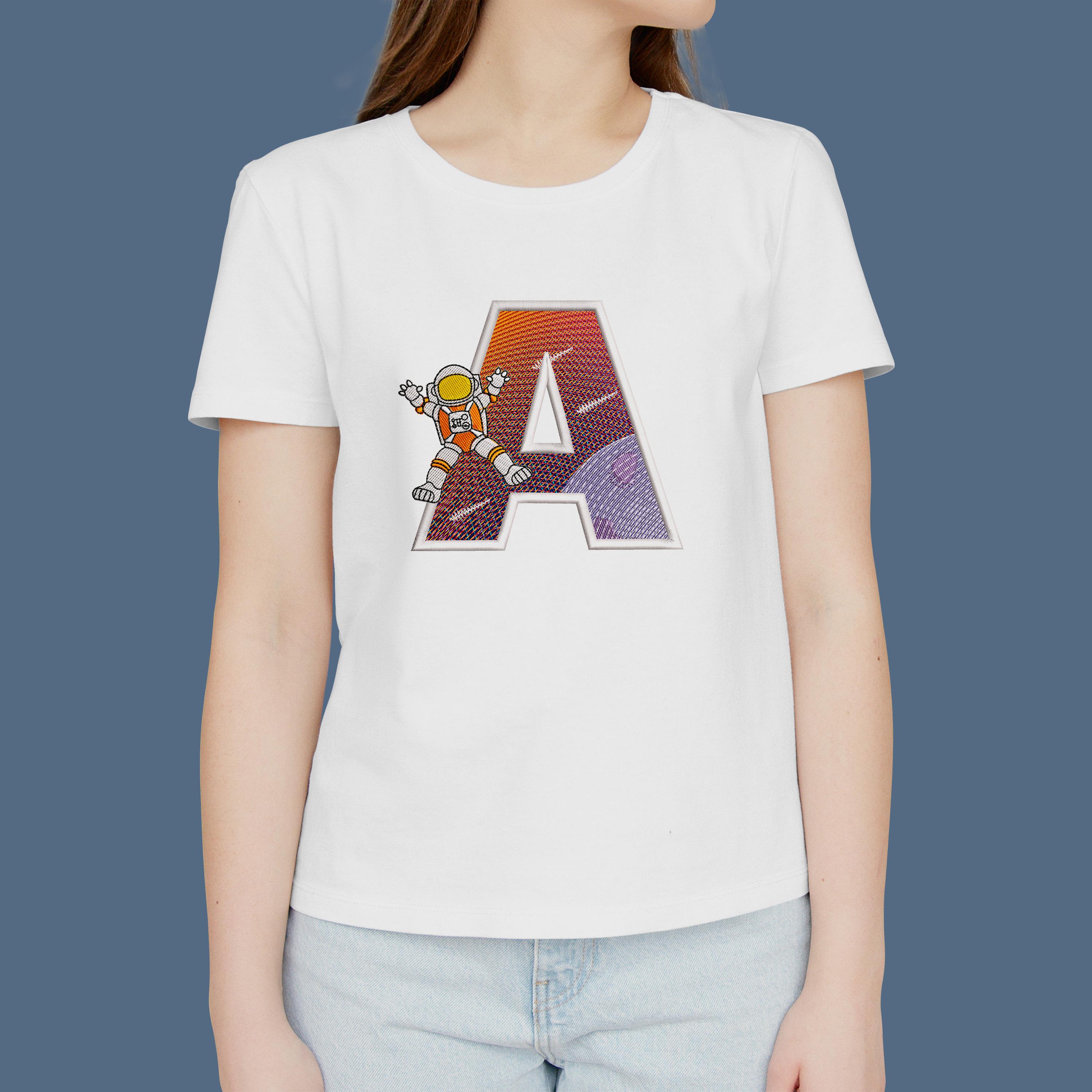 Letter A Astronaut Embroidery Design, Machine File, Alphabet, Uppercase ...