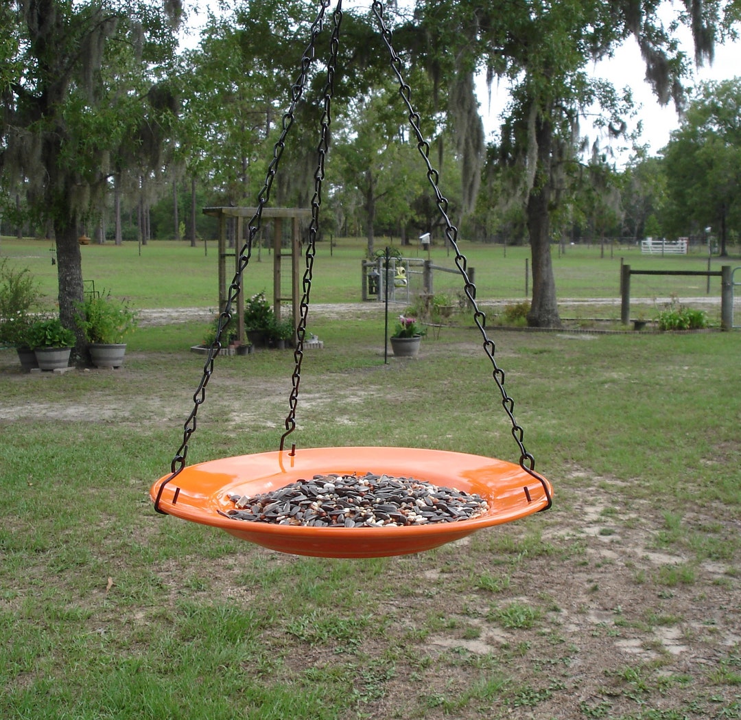 Ceramic Bird Feeder, Pollinator Waterer, Orange - Etsy
