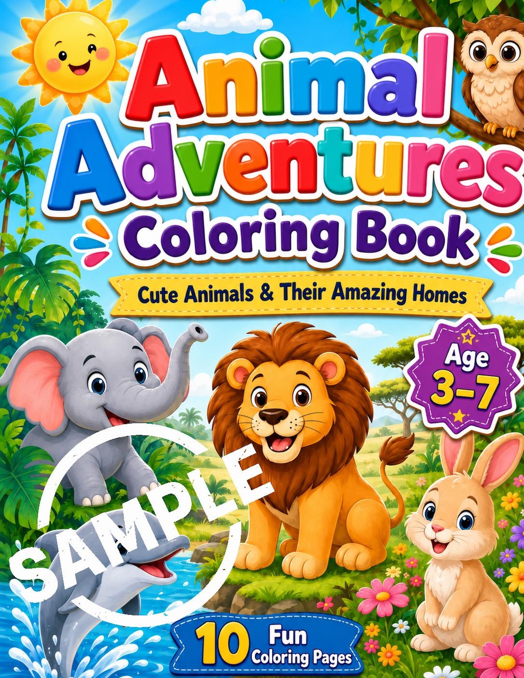 Animal Adventures Coloring Book for Kids Ages 3-7 | Animals Homes ...