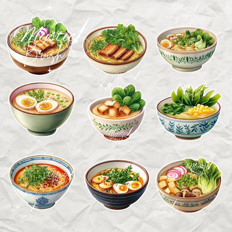 Watercolor Ramen Clipart Set: Japanese Food PNG (digital Download) - Etsy