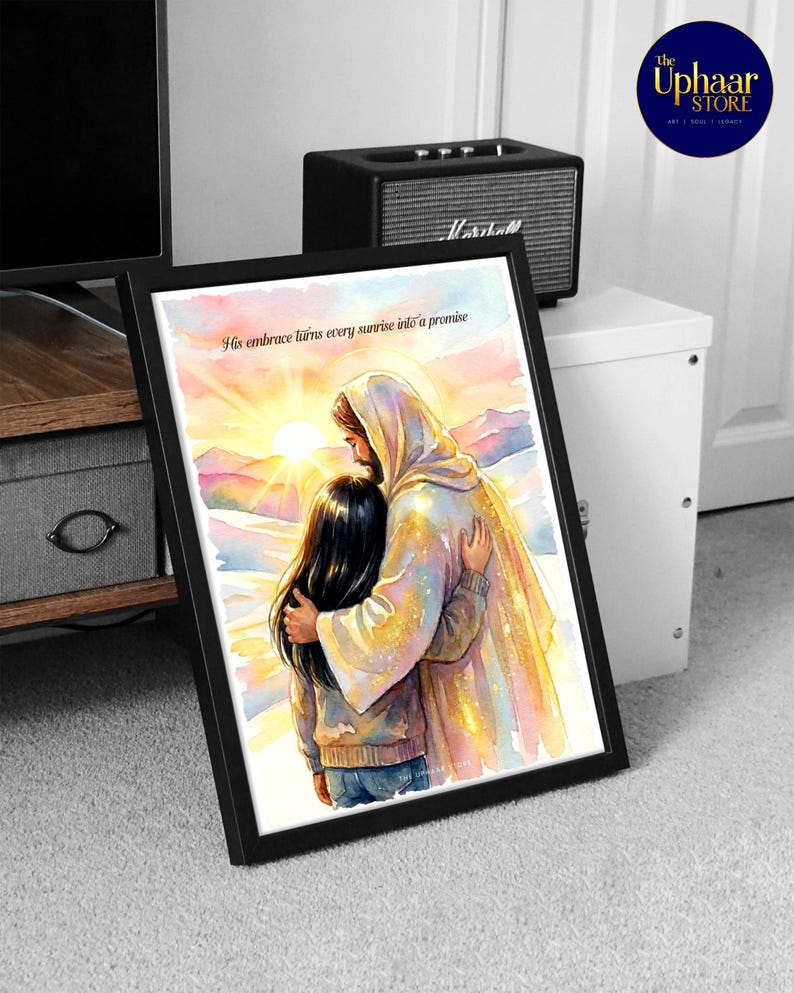 Jesus Hugging Young Asian Girl Art, Christian Sunrise Print ...