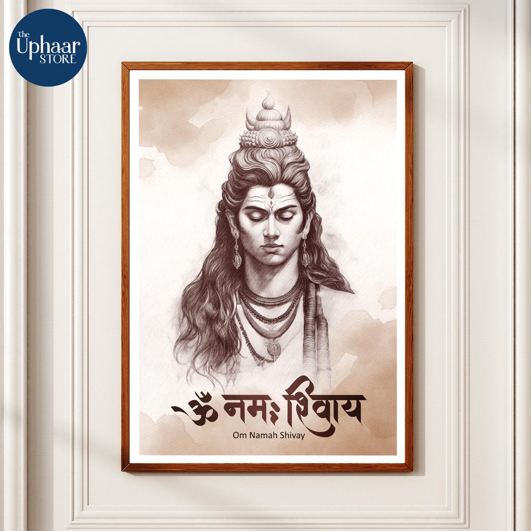 Shiva Wall Art Print | Om Namah Shivay Charcoal Drawing | Hindu ...