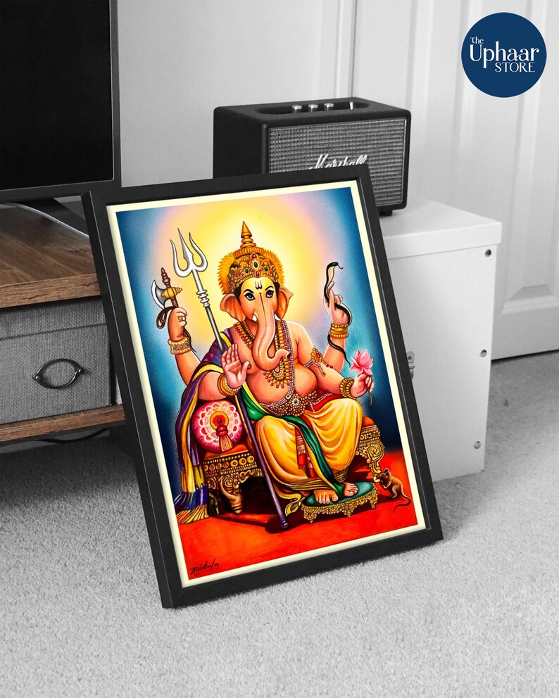 Ganesh Ji Hand Drawn Wall Art – Watercolor Hindu God Digital Download ...