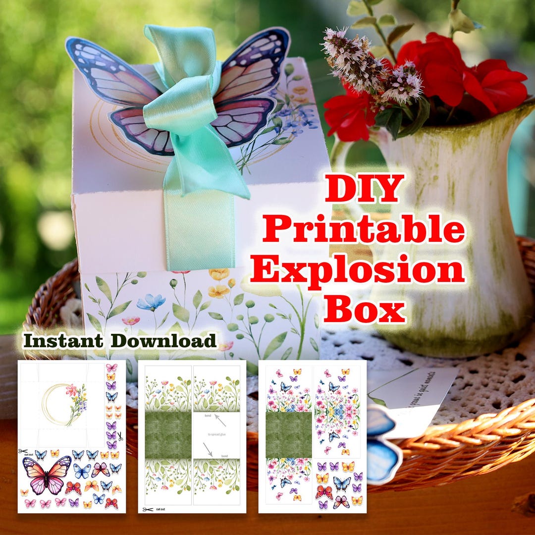 Butterfly Explosion Box Template | Printable DIY Gift Box - Etsy