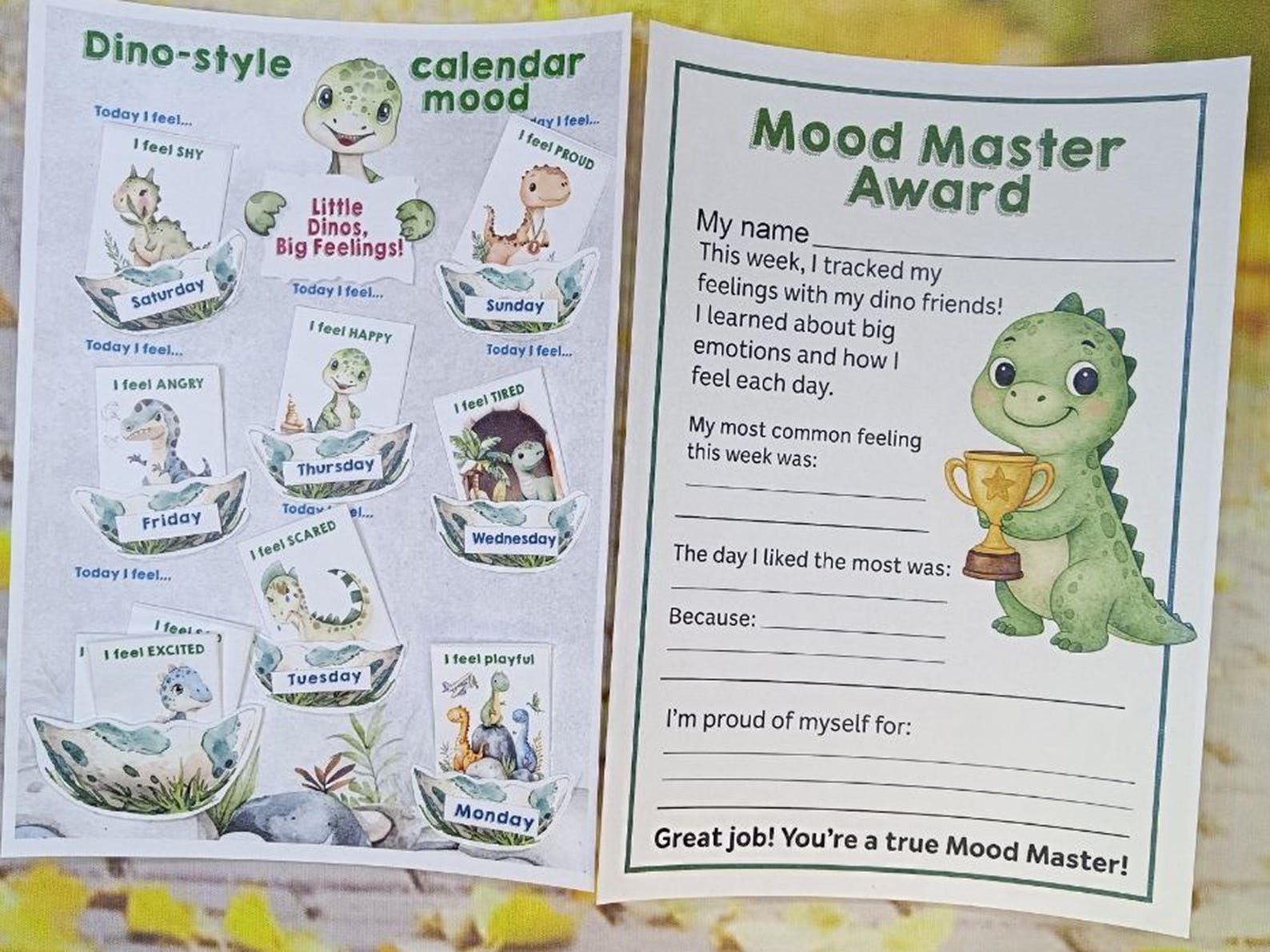 Dinosaur Feelings Chart, Mood Tracker, SEL Homeschool Printable ...