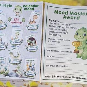 Dino-style Mood Calendar. Printable Emotional Learning Tool for Kids ...