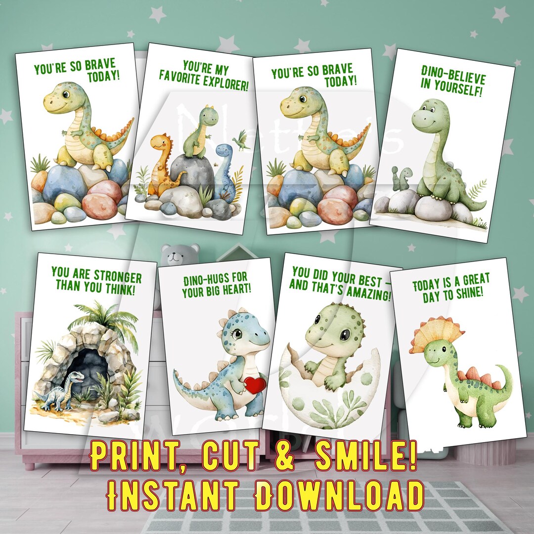 Dinosaur Affirmation Cards for Kids - Printable Motivational Notes for ...