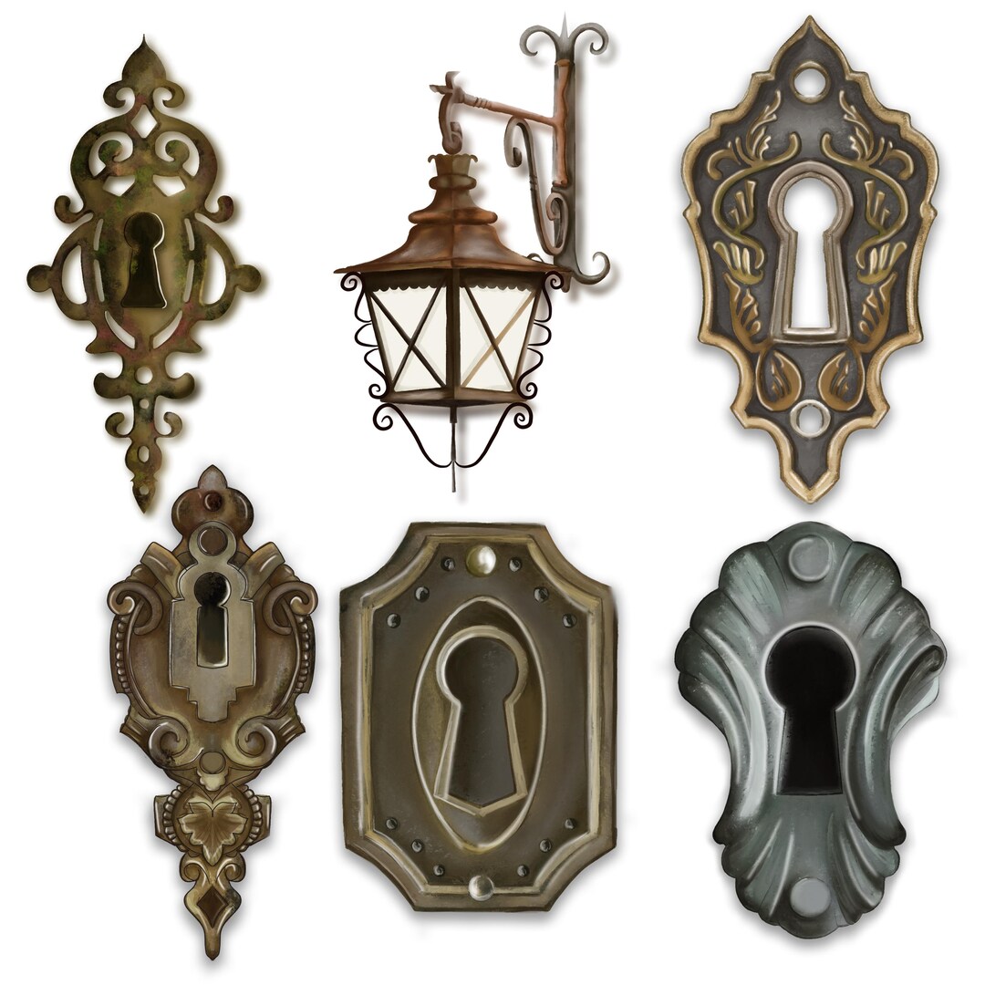 Vintage Keys and Locks PNG File Set for Digital Scrapbooking and ...
