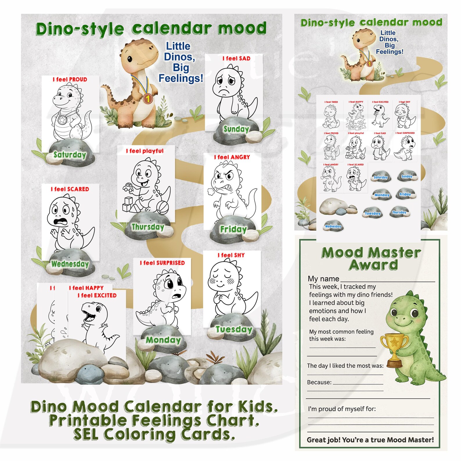 Dinosaur Feelings Chart, Mood Tracker, SEL Homeschool Printable ...