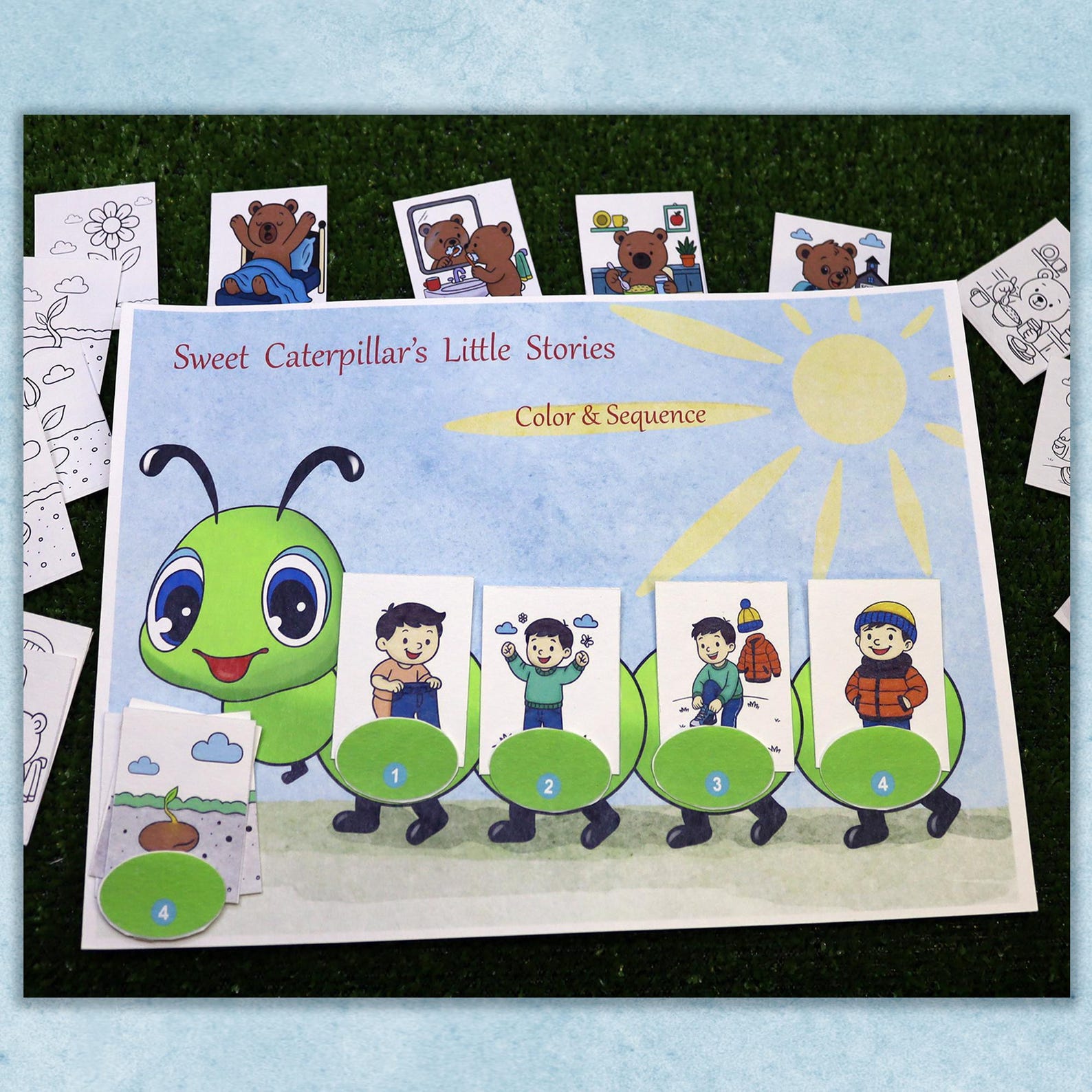 Caterpillar Story Sequencing Game: Printable Coloring Activity (A4 ...