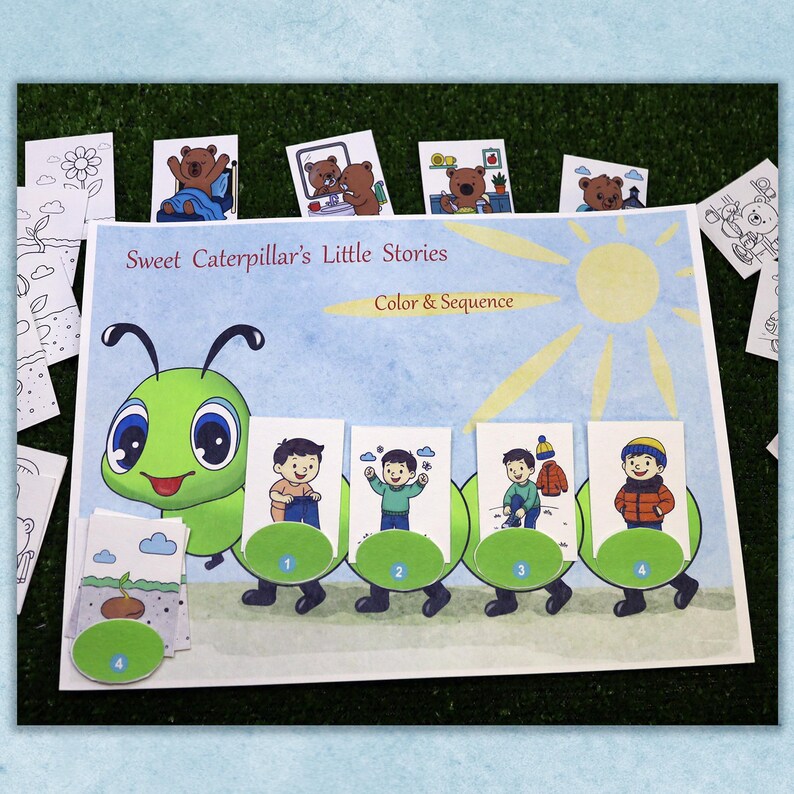 Caterpillar Story Sequencing Game: Printable Coloring Activity (A4 ...