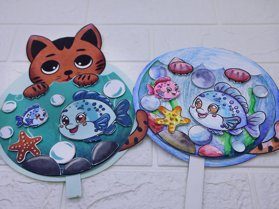 Child Development.fun 3D Paper Craft Template:the Cunning Cat Fisherman ...