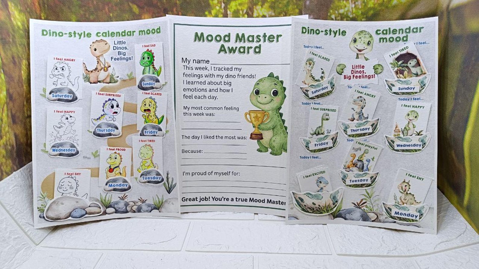 Dino-style Mood Calendar. Printable Emotional Learning Tool for Kids ...