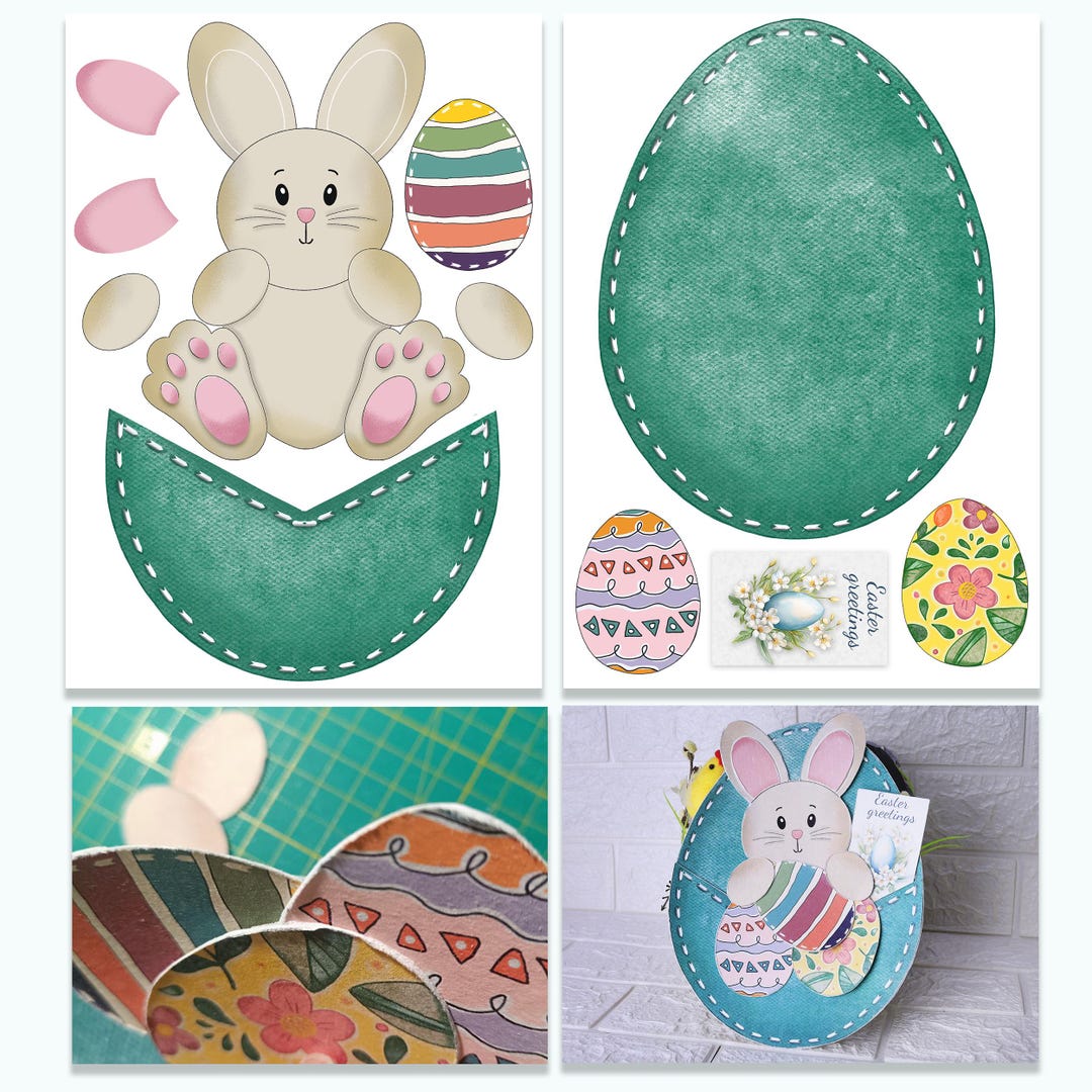 Easter Bunny Craft Kit for Kids - DIY Egg Pocket Project.making a ...
