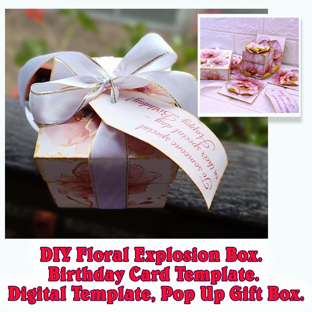 Floral Explosion Box Template: DIY Printable Gift Box (PNG & JPEG) - Etsy