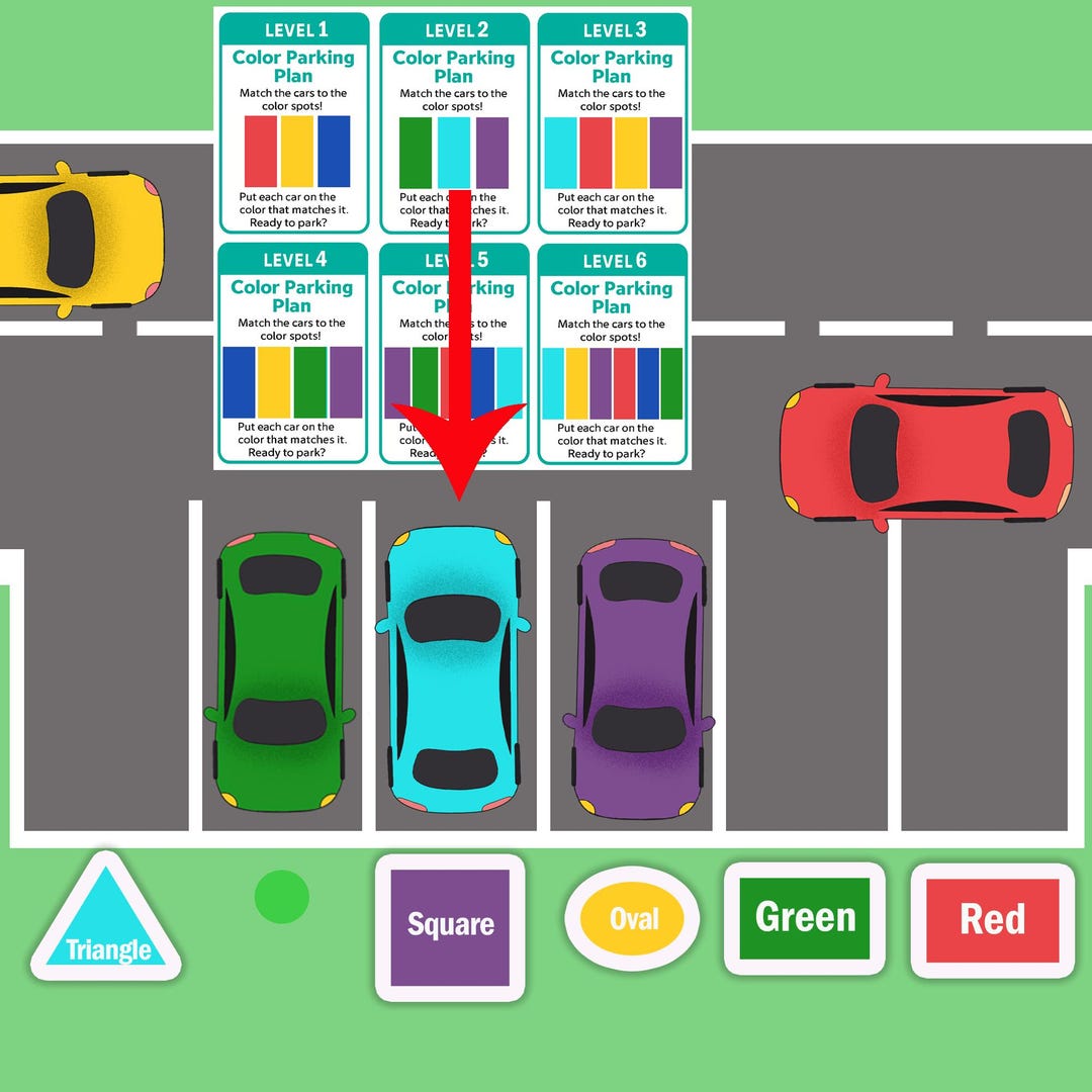 Preschool Color Parking Game – Printable Activity for Kids | Shapes ...