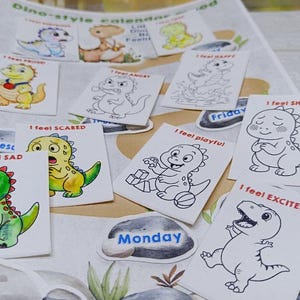Dino-style Mood Calendar. Printable Emotional Learning Tool for Kids ...