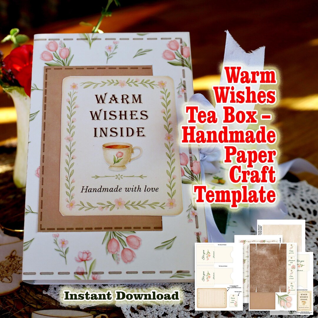 Printable Shabby Chic Tea Box Template, Paper Craft Project, Gift ...