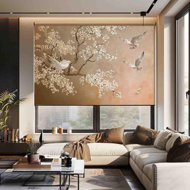Chinoiserie Roller Blind: Vintage Japanese Roller Shade, Pinky Color - Etsy