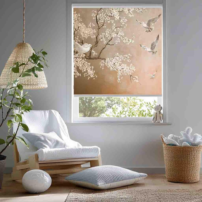 Chinoiserie Roller Blind: Vintage Japanese Roller Shade, Pinky Color - Etsy