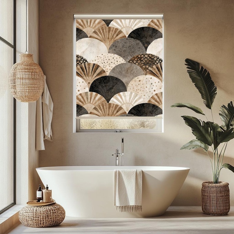 Art Deco Roller Blind: Gold Fan Pattern, Blackout Option - Etsy