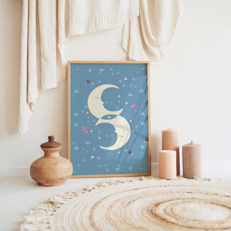 Twin Moons Printable Poster, Digital Download, Crescent Moons With ...