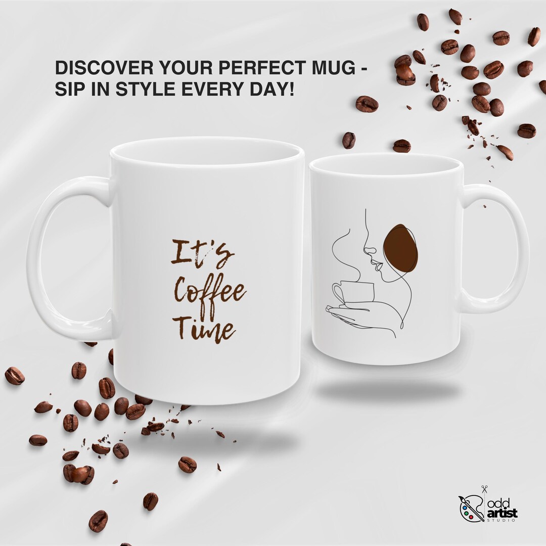 Its Coffee Time Mug | Minimalist Quote Ceramic Coffee Cup | Dishwasher ...