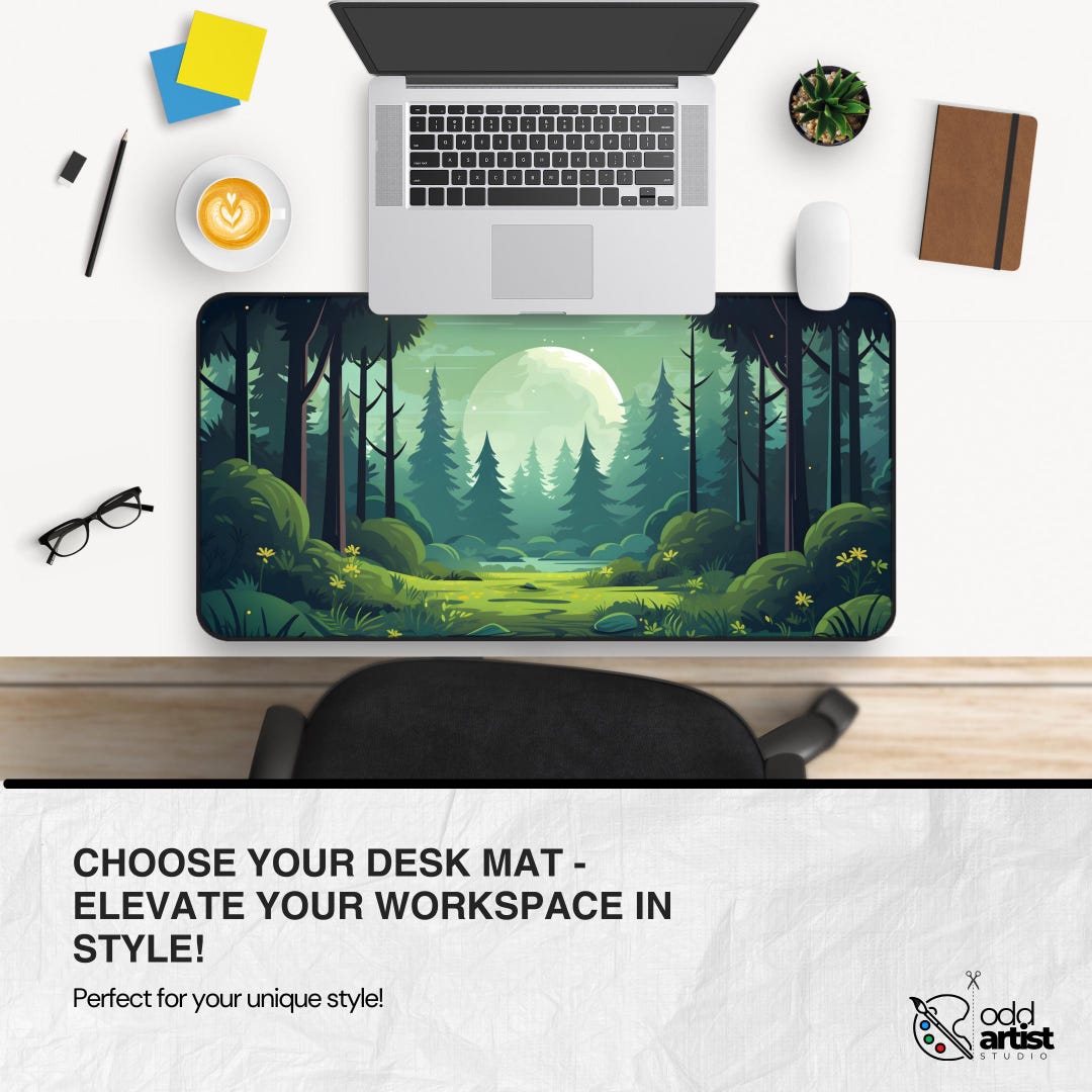 Serene Forest Desk Mat, Nature Workspace Decor, Eco-friendly Desk ...