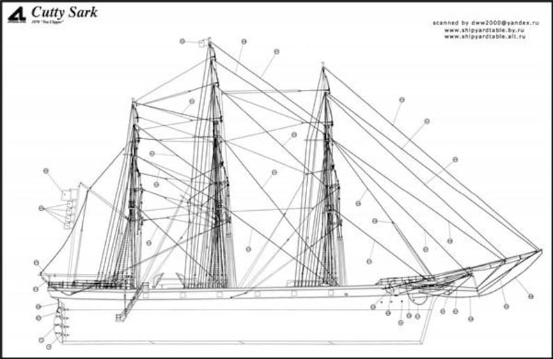 The Cutty Sark Clipper 1870 - Wooden Ship Model Assembly Plans: Build ...