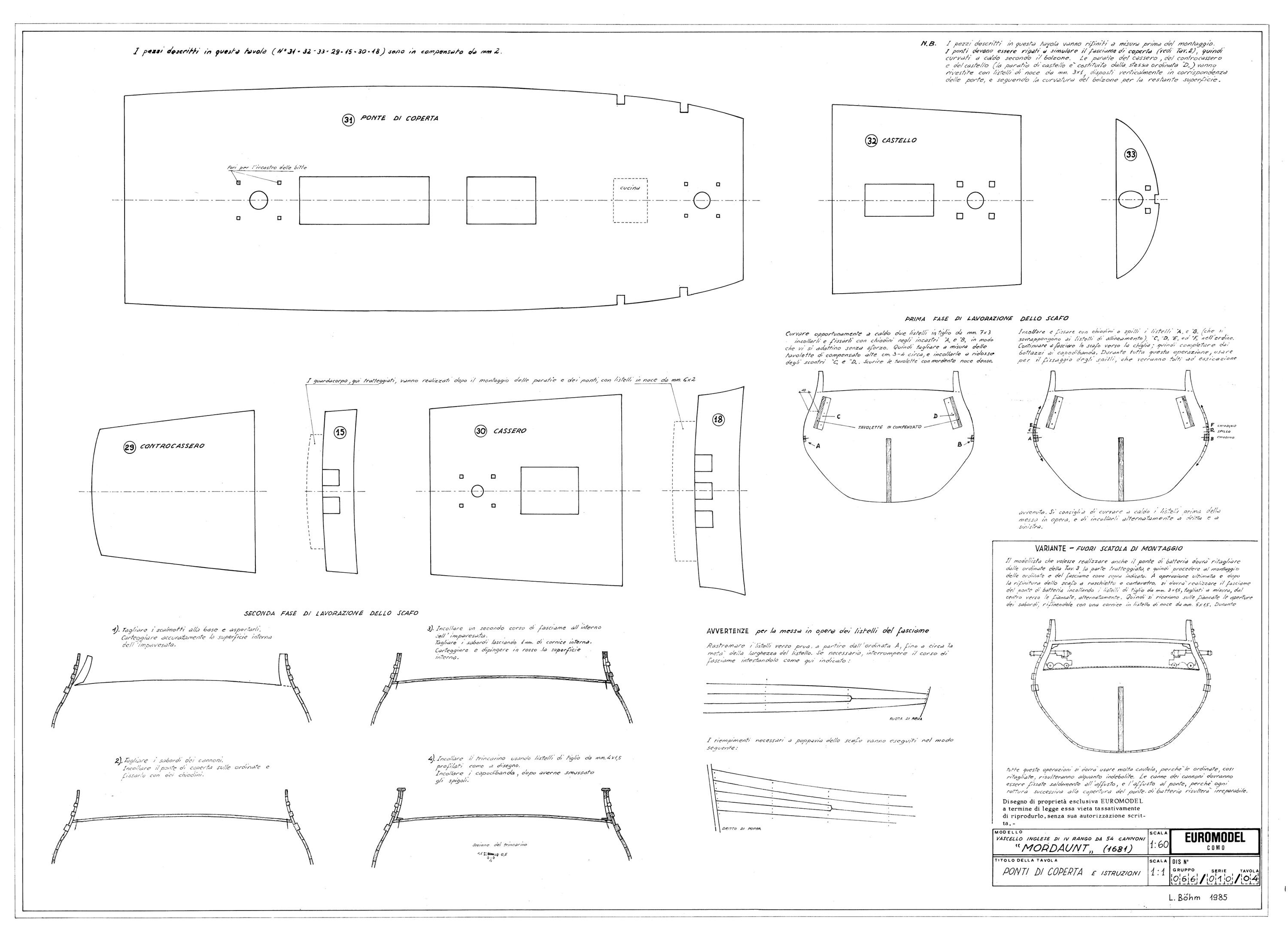 4th Rate Ship HMS Mordaunt 1681-wooden Ship Model Assembly Plans: Build ...