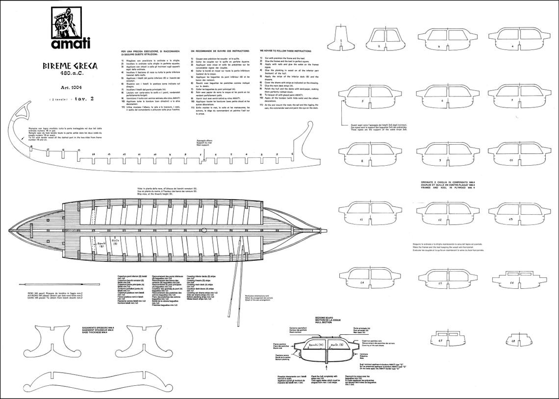 Bireme Ship Model Assembly Plans – Greek BC 480 (digital Files) - Etsy
