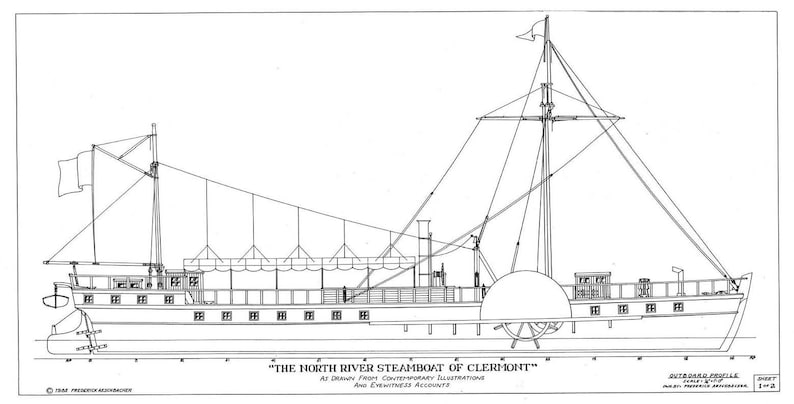 Nort River Steamboat Clermont -wooden Ship Model Assembly Plans: Build ...