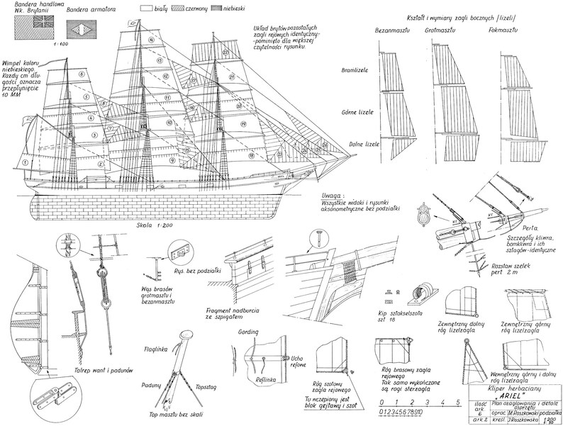 Ariel - 1/50 - 1/100 - 1/200 - Wooden Ship Model Assembly Plans: Build ...