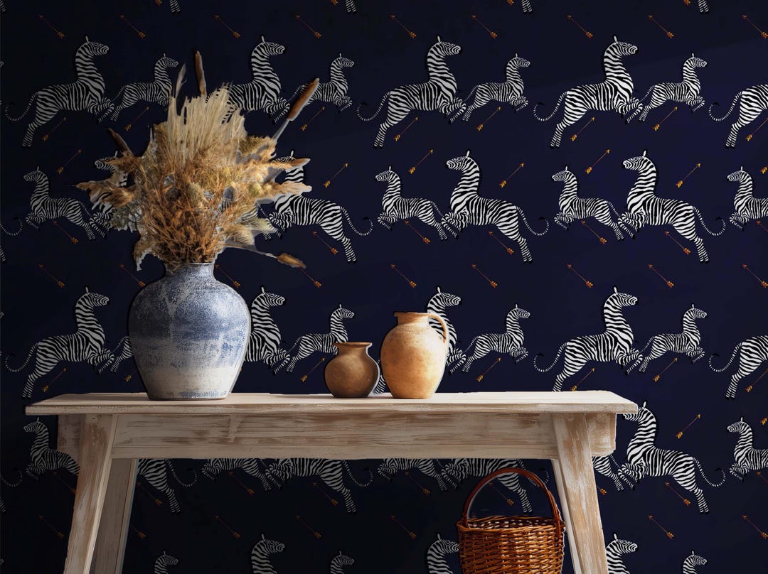 Flying Zebra Wallpaper Abstract Wall Decor Dark Backraund Jumping ...