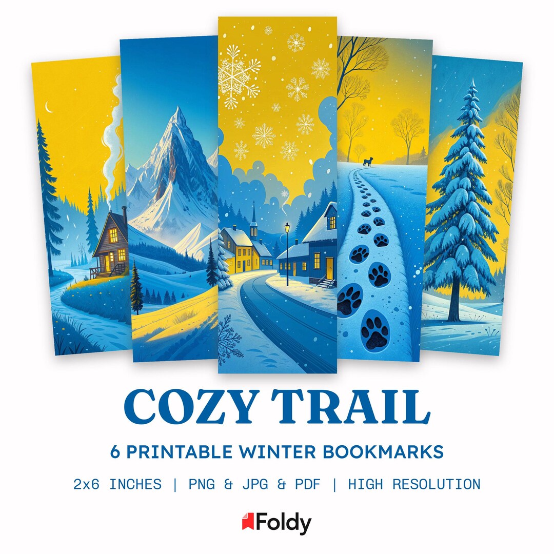Printable Bookmarks: Cozy Winter Christmas Theme, 2x6 Inches, Digital ...