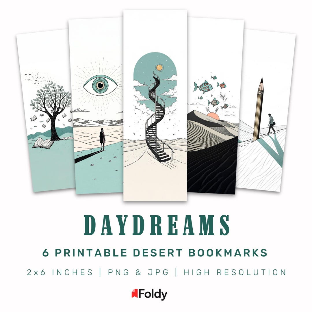 Surreal Desert Bookmarks: Dreamy Modern Art, Printable Set of 6 (JPG ...