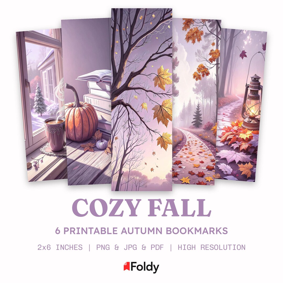 Printable Bookmarks: Fall Theme, 6 Designs, Cozy Autumn Colors, 2x6 ...