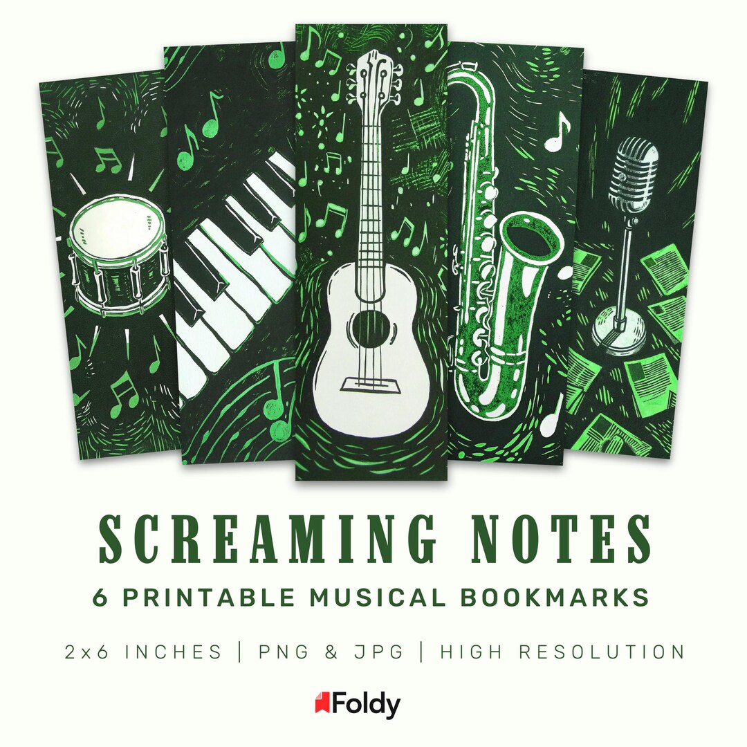 Musical Instrument Bookmarks: Music Lover Gift (PNG JPG Digital ...
