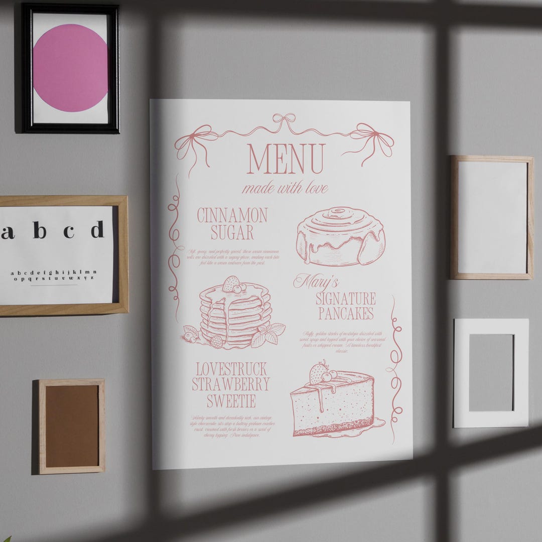 Retro Vintage Coquette Menu 3-pack Wall Art | Printable Wallart ...