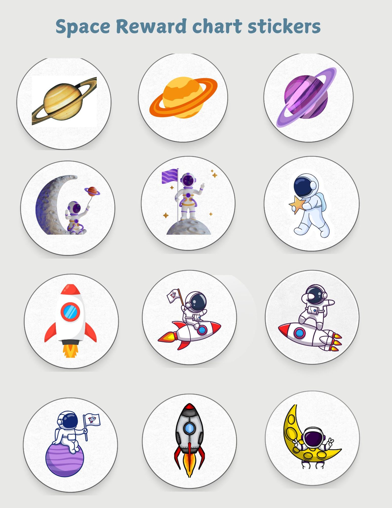 Space-themed Reward Stickers for Kids | Printable Outer Space Stickers ...