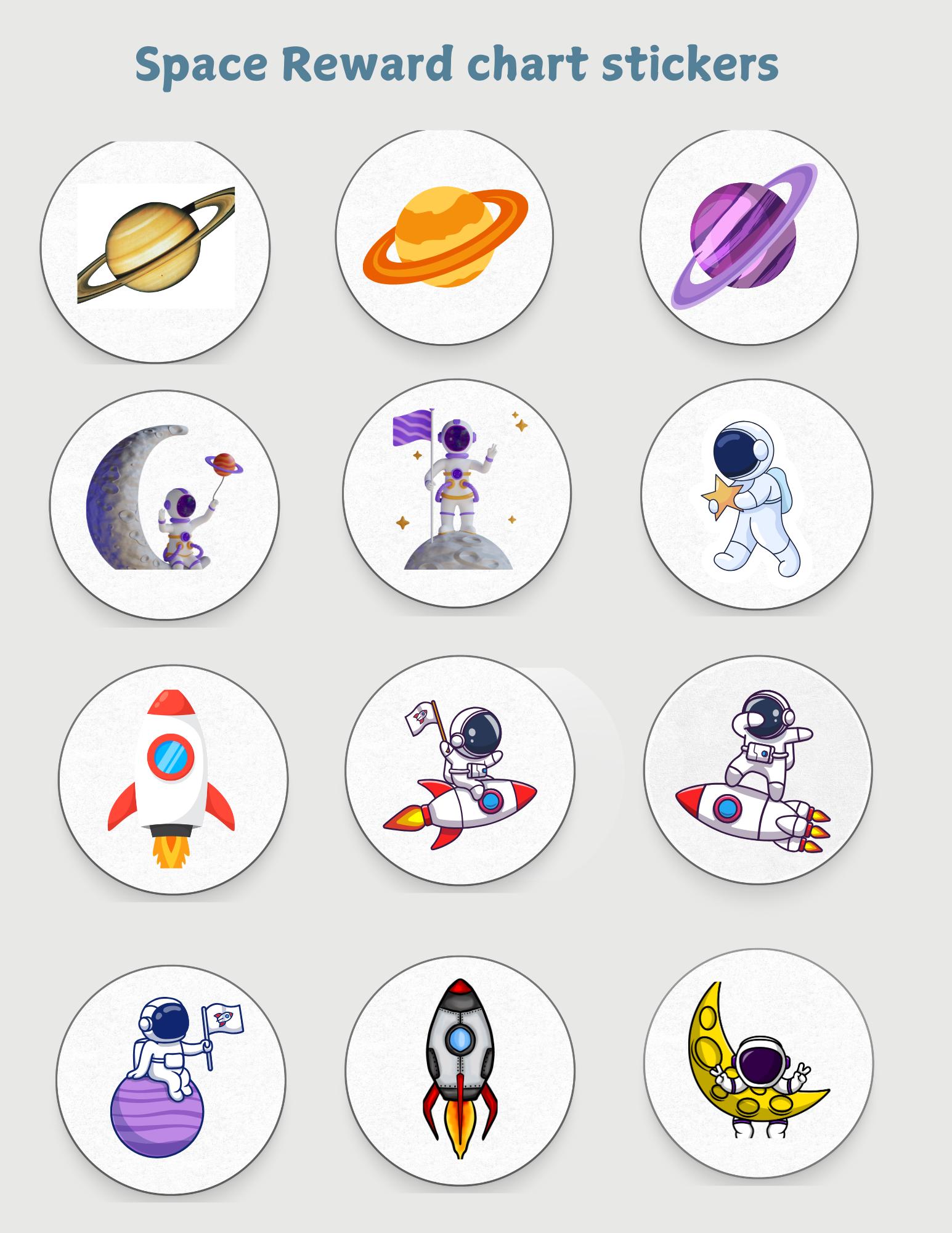 Space-themed Reward Stickers for Kids | Printable Outer Space Stickers ...